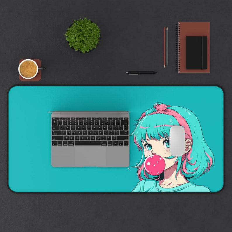 Blue Bubble Gum Girl Desk Mat XXL Gaming Mouse Pad Anime - Etsy
