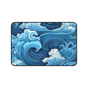 Flowy Waves Desk Mat, XXL Gaming Mouse Pad, Blue Water Mousepad ...