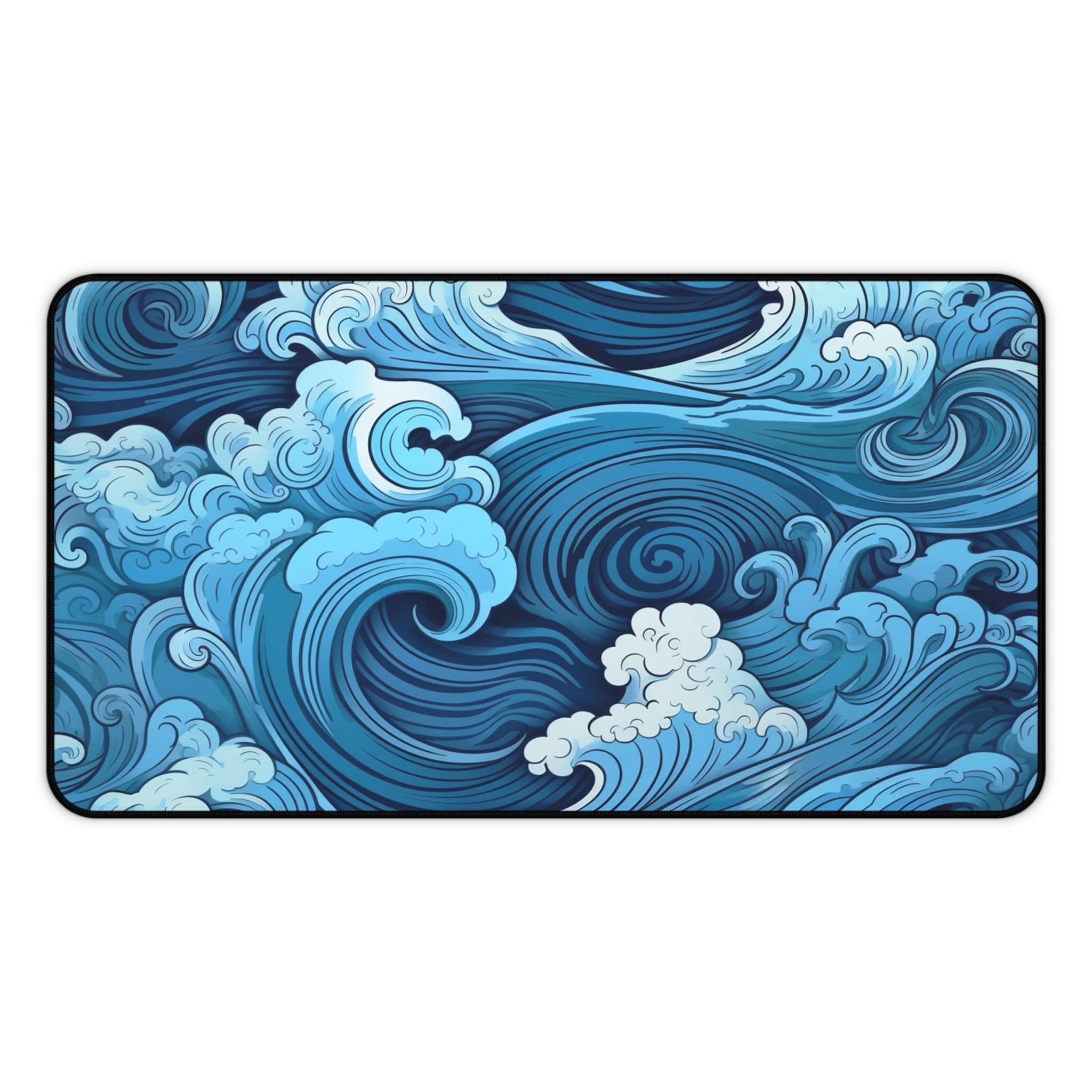 Flowy Waves Desk Mat, XXL Gaming Mouse Pad, Blue Water Mousepad ...