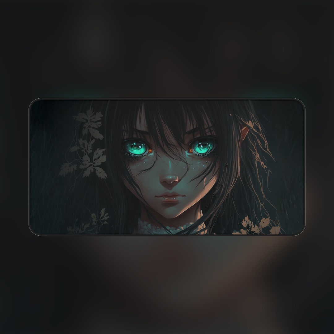 Piercing Gaze Desk Mat, XXL Gaming Mouse Pad, Nature Girl Anime ...