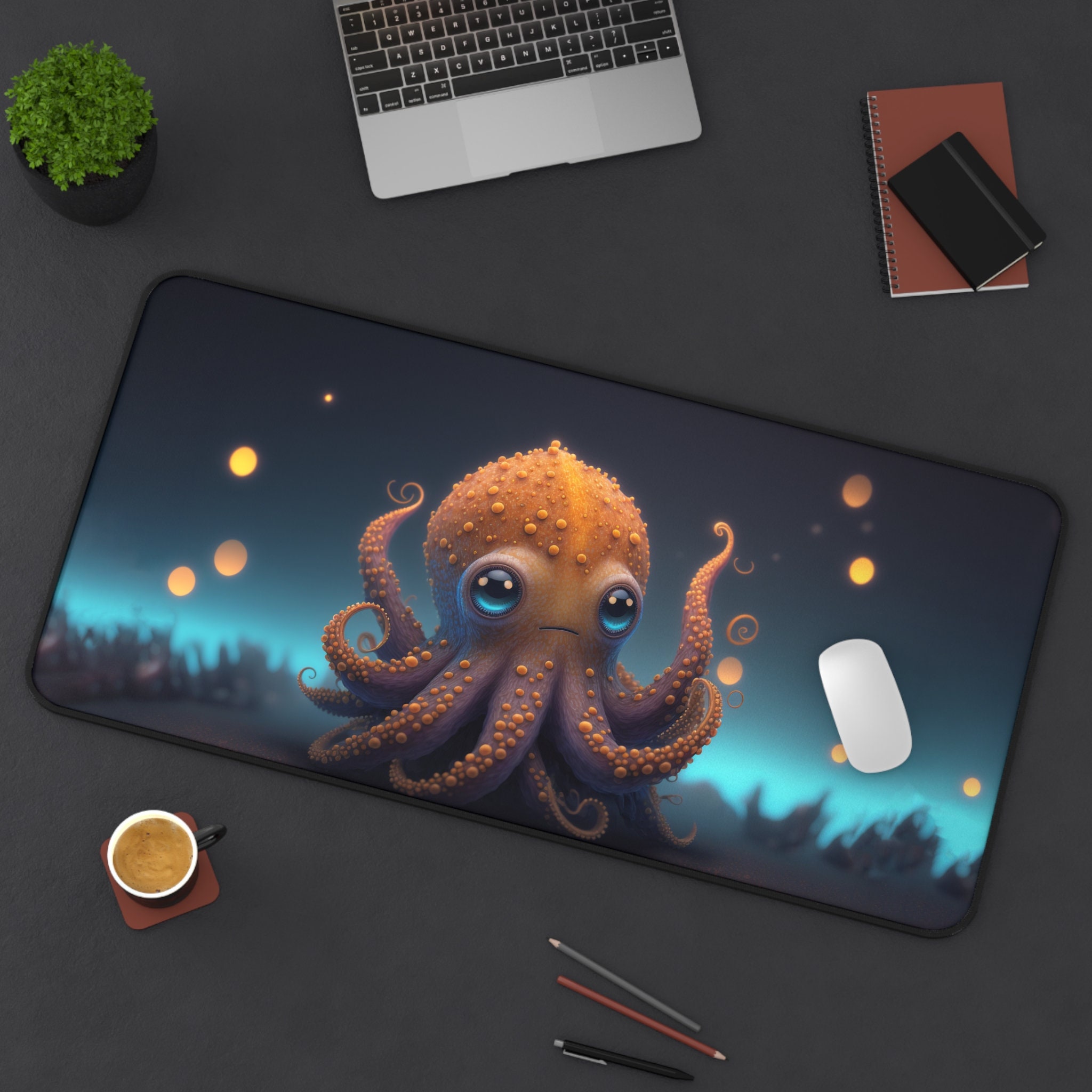 Baby Octopus Desk Mat XXL Gaming Mouse Pad Very Cute Mousepad Under the ...