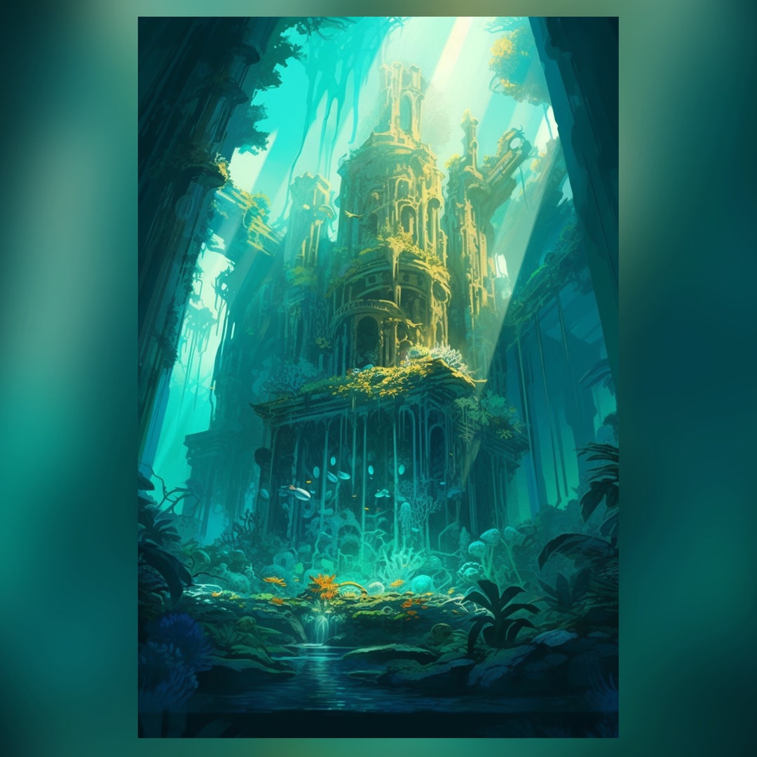 Submerged Stronghold Poster Ocean Art Print Under Water Wall Art - Etsy