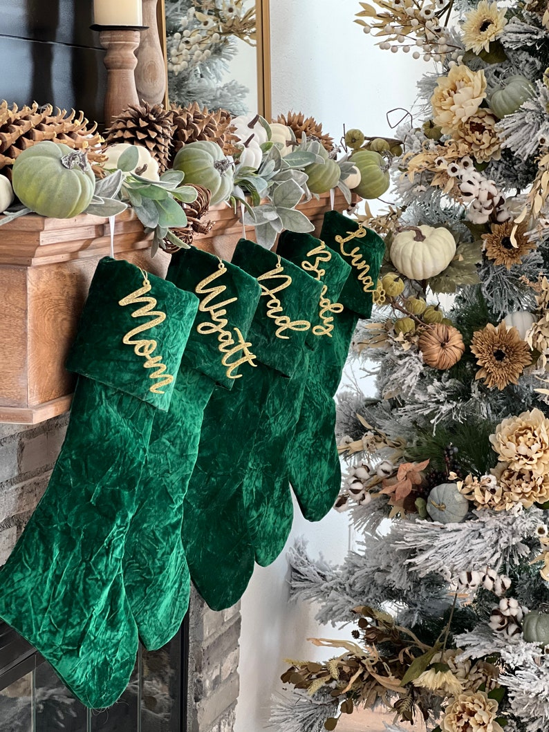 Green Personalized Stocking Green Velvet Christmas Stocking - Etsy