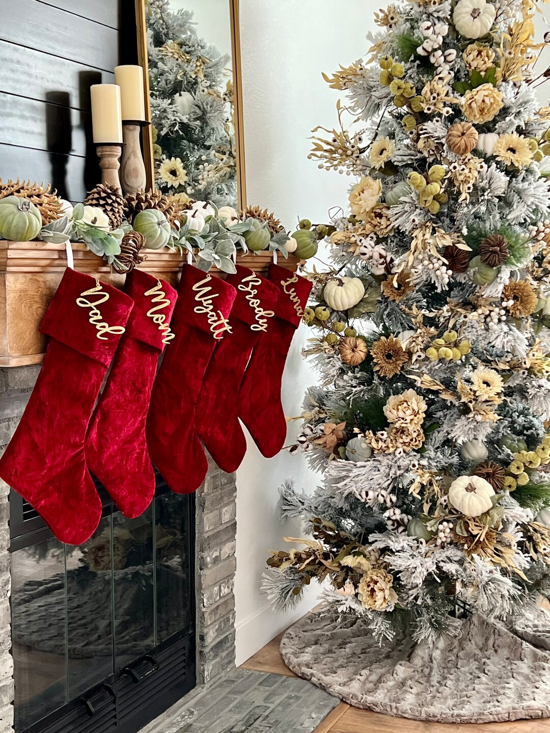 Red Christmas Stocking, Red Velvet Christmas Stocking, Personalized ...