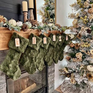 Personalized Stocking, Green Fur Christmas Stocking, Personalized Moss ...