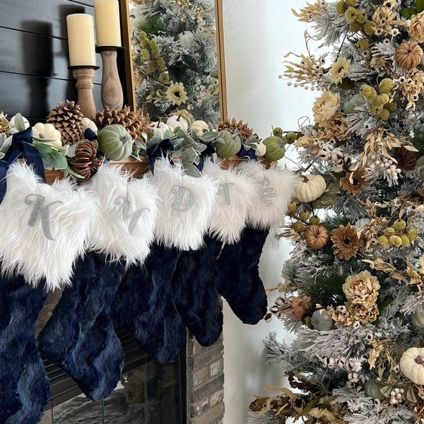 Blue and White Christmas Stockings - Etsy