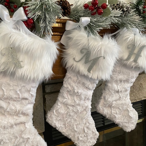 White Christmas Stocking Faux Fur Christmas Stocking White - Etsy