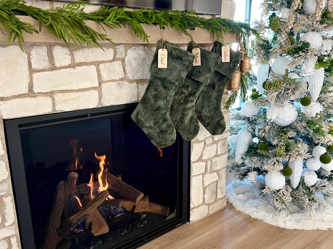 Personalized Stocking, Green Chive Moss Christmas Stocking ...