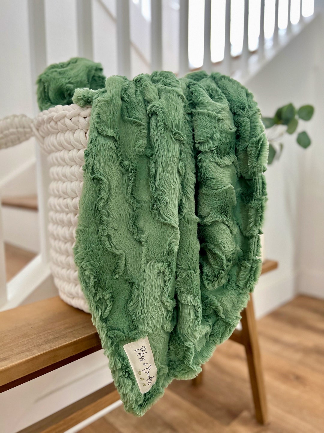 Adult Minky Blanket, Gifts for Mom - Basil Green Glacier, Adult Throw ...
