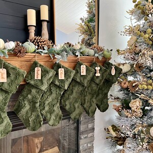 Personalized Stocking, Green Fur Christmas Stocking, Personalized Moss ...