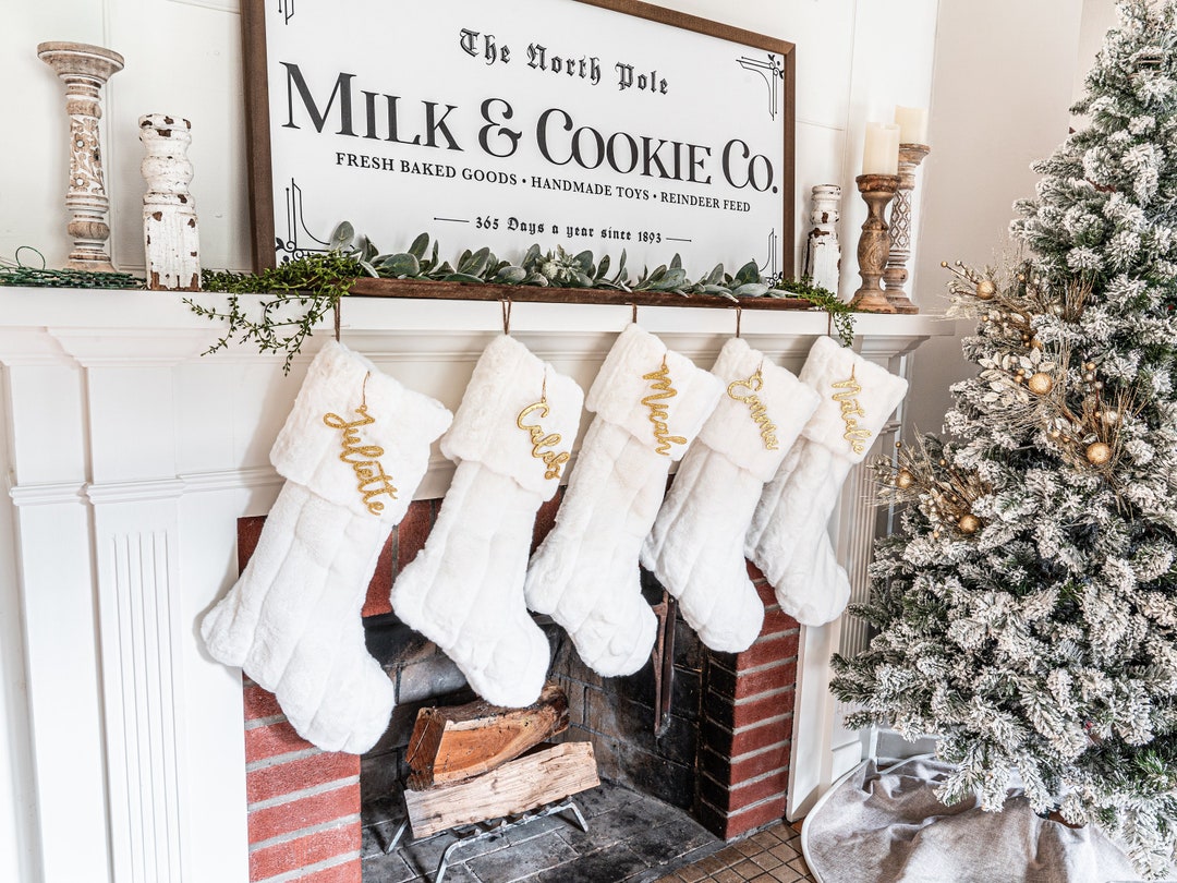 Ivory Christmas Stocking, Sydney Natural Xmas Decor, Personalized ...
