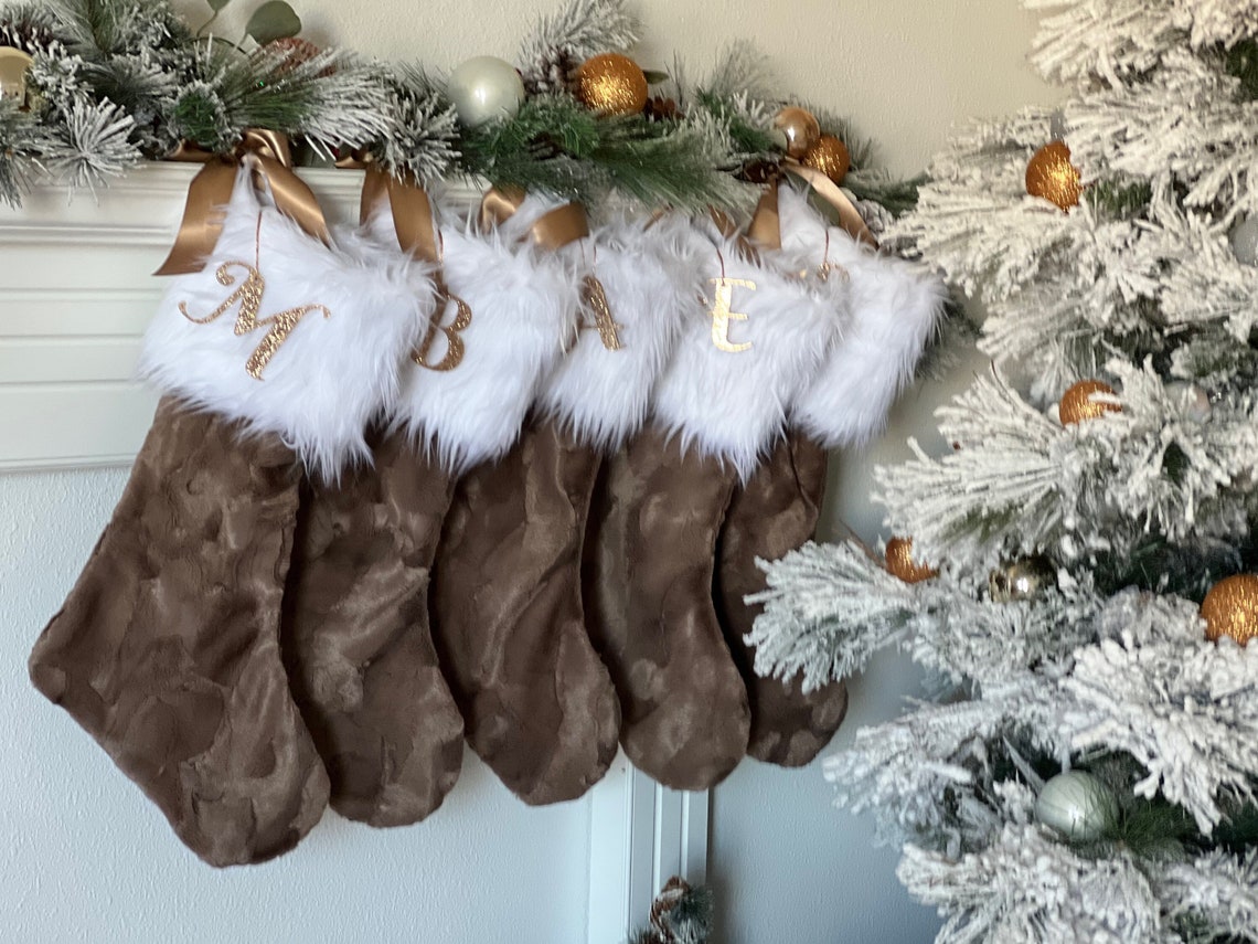 Truffle Brown Christmas Stocking Faux Fur Christmas Stocking - Etsy