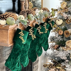 Green Personalized Stocking, Green Velvet Christmas Stocking ...