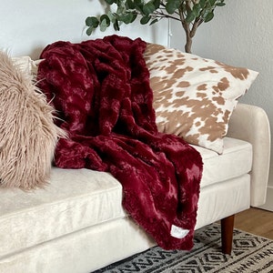 Adult Minky Blanket - Merlot Glacier, Adult Throw, Adult Gift, Throw ...