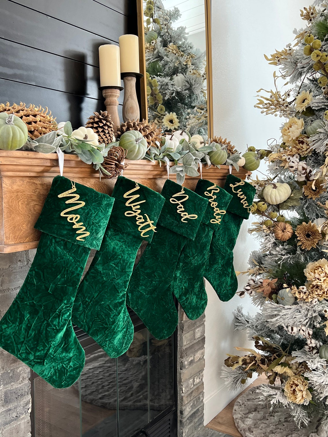 Green Personalized Stocking Green Velvet Christmas Stocking - Etsy