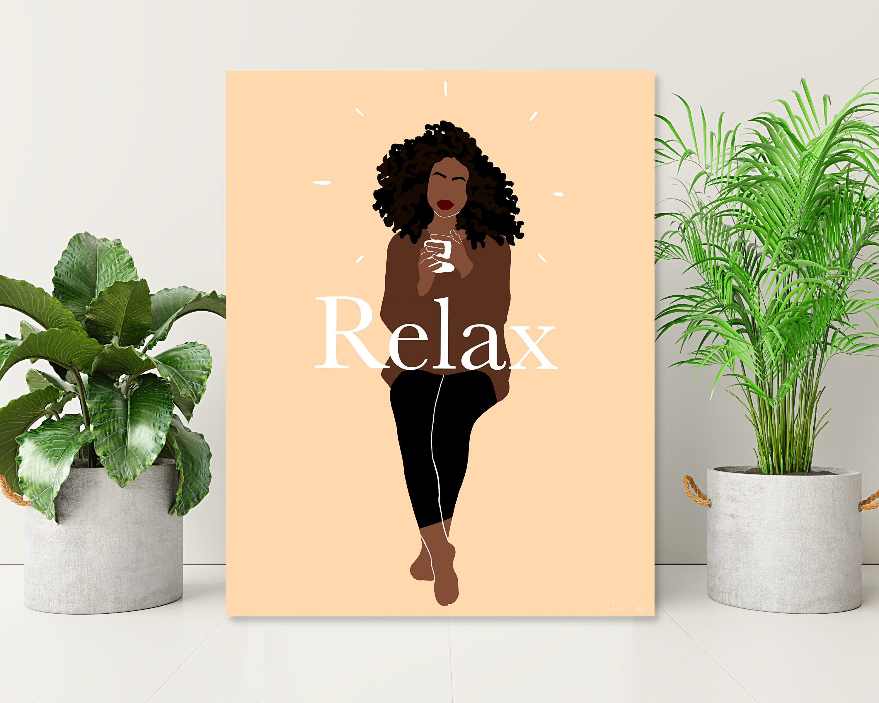 Relaxinstant Download Black Art Black Woman Wall Artwall - Etsy