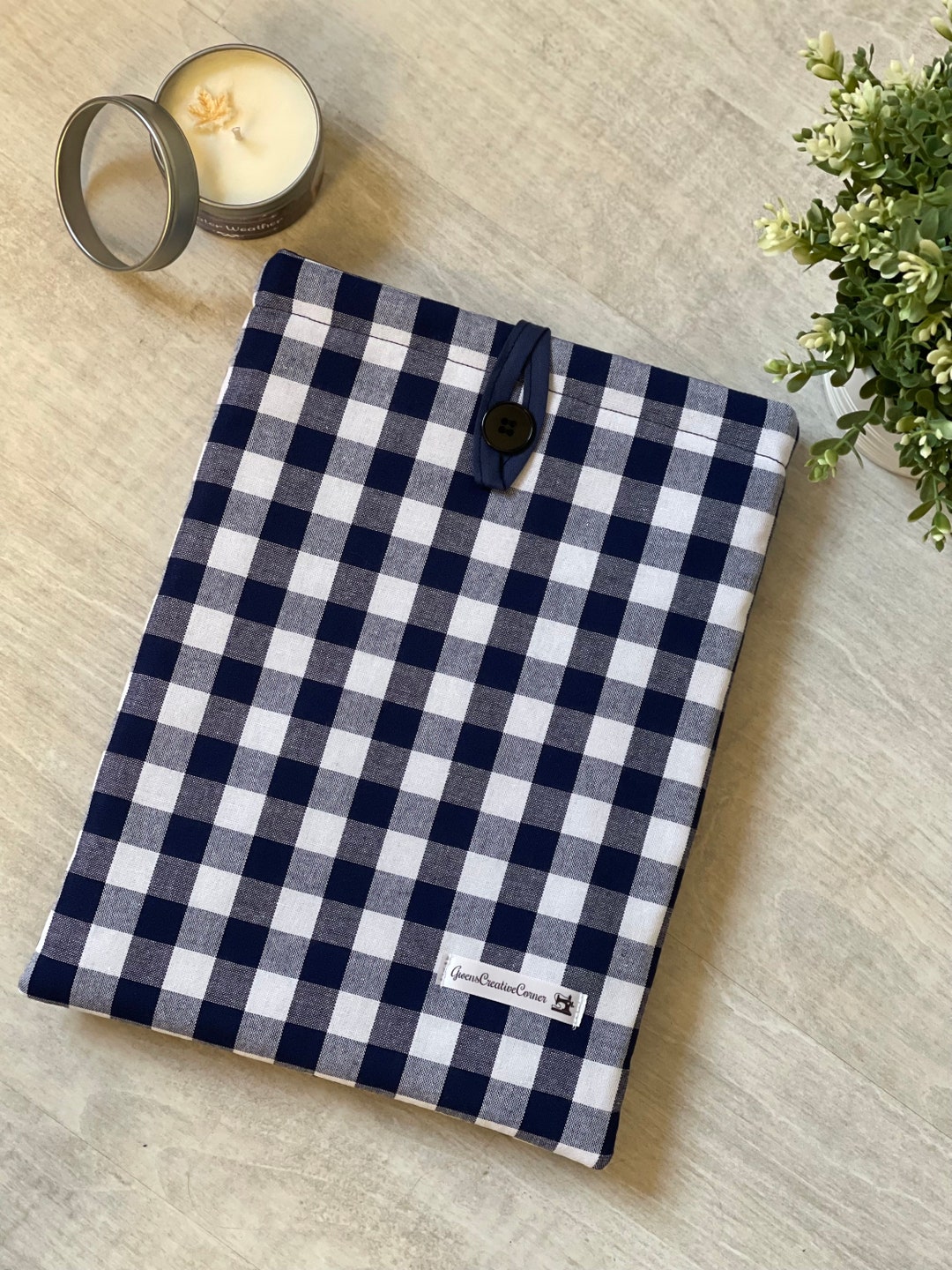 Classic Blue Checkered Book Sleeve - Etsy