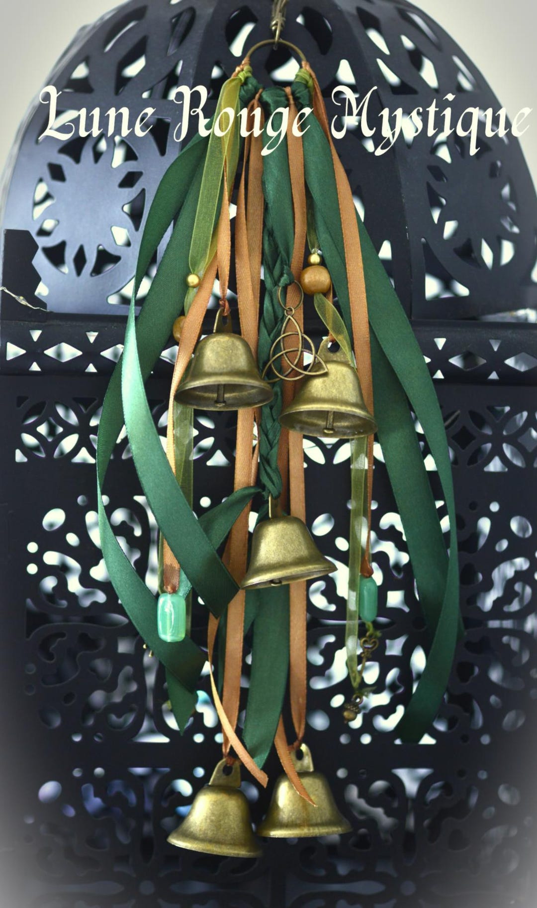 Green and Brown Witch Bell, Bronze Metal Witchcraft Bell, Wicca and ...