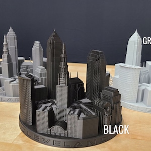 3D Printed Cleveland Skyline - Silver or Black - Etsy