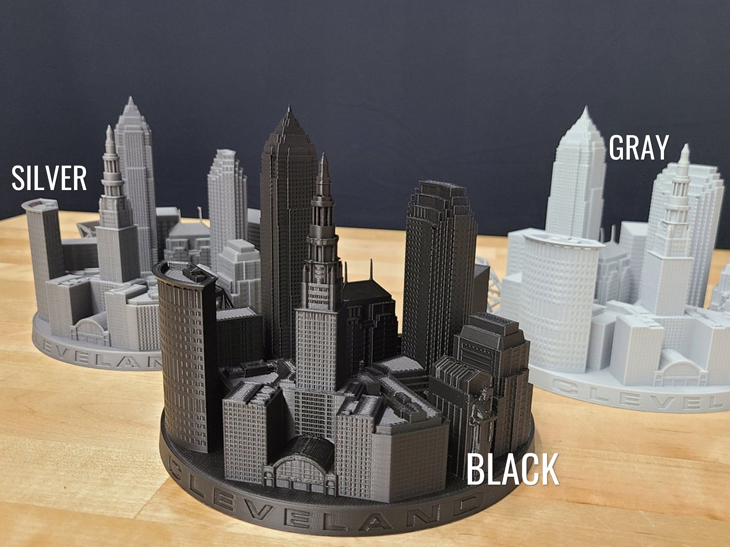 3D Printed Cleveland Skyline - Silver or Black - Etsy