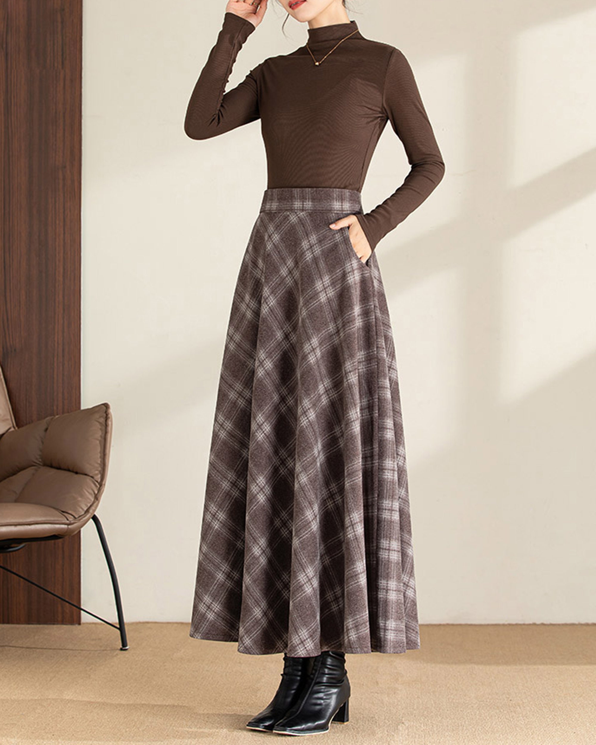 Maxi Skirt/plaid Skirt/wool Skirt/winter Skirt/a-line - Etsy