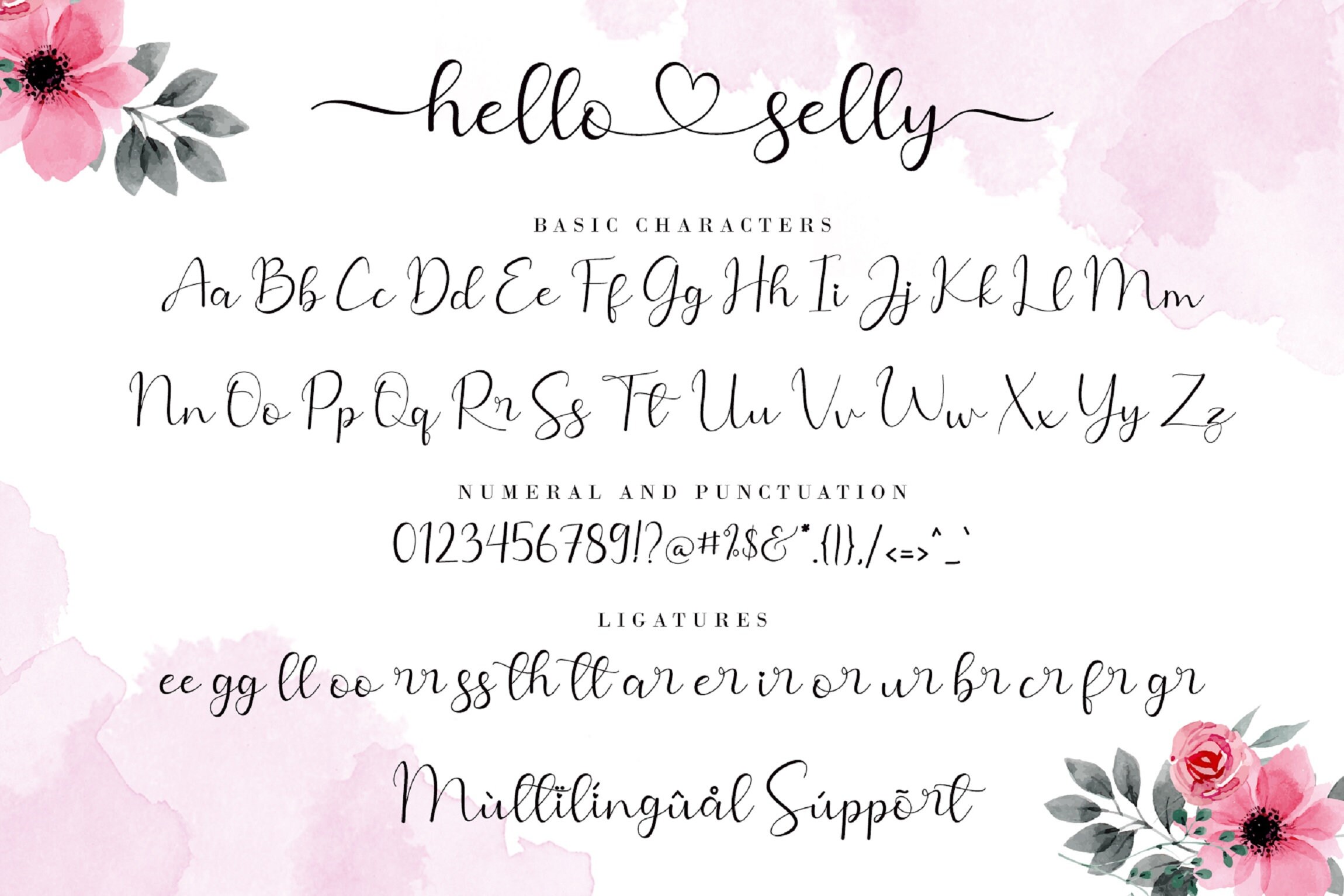 Hello Selly Font – Modern Calligraphy Script, Heart Connect (TTF/OTF ...