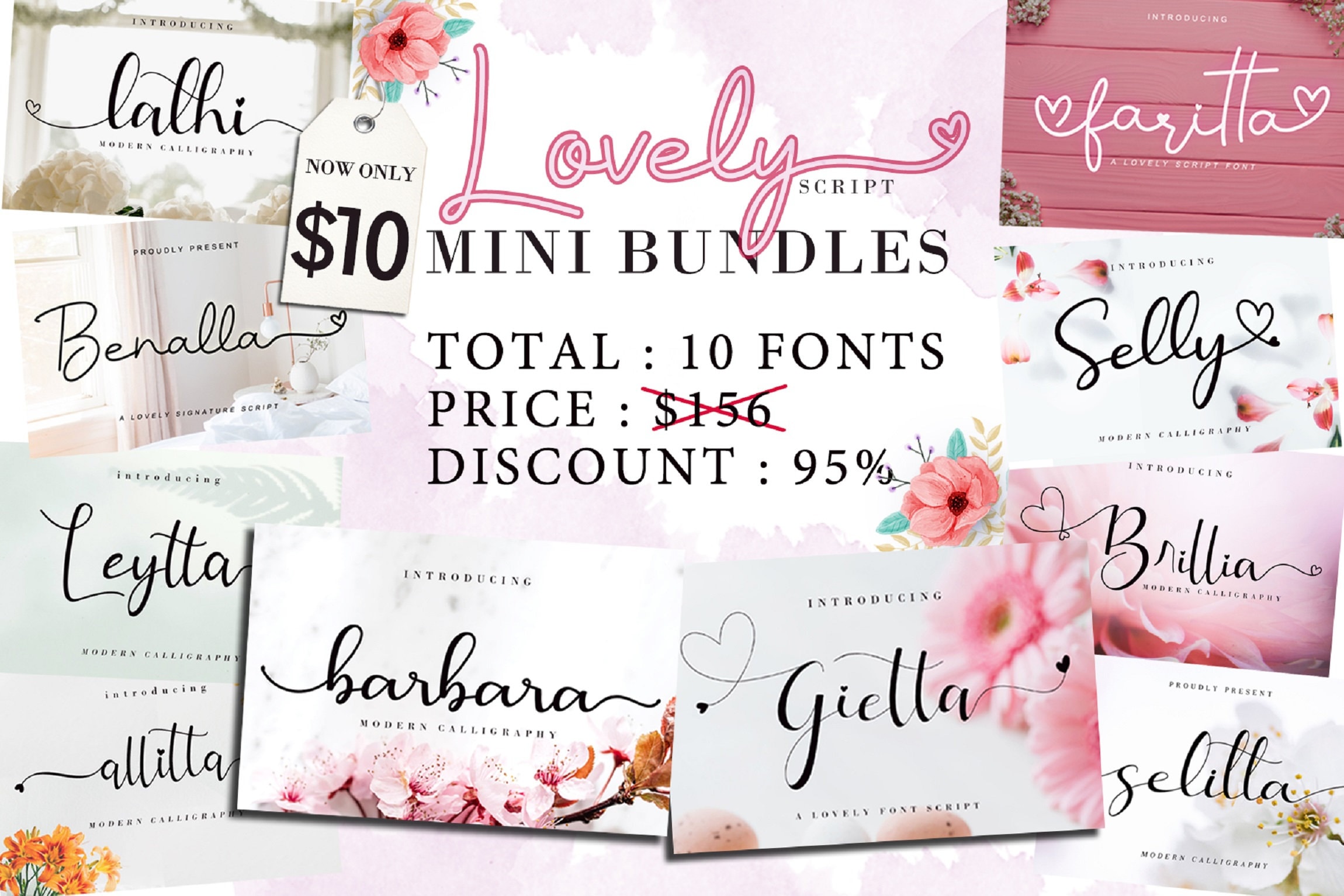 Font Bundle 10 Lovely Script Fonts Sweet Font Bundle - Etsy