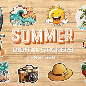 Printable Summer Stickers - PNG Stickers, Svg Png Bundle, Printable ...