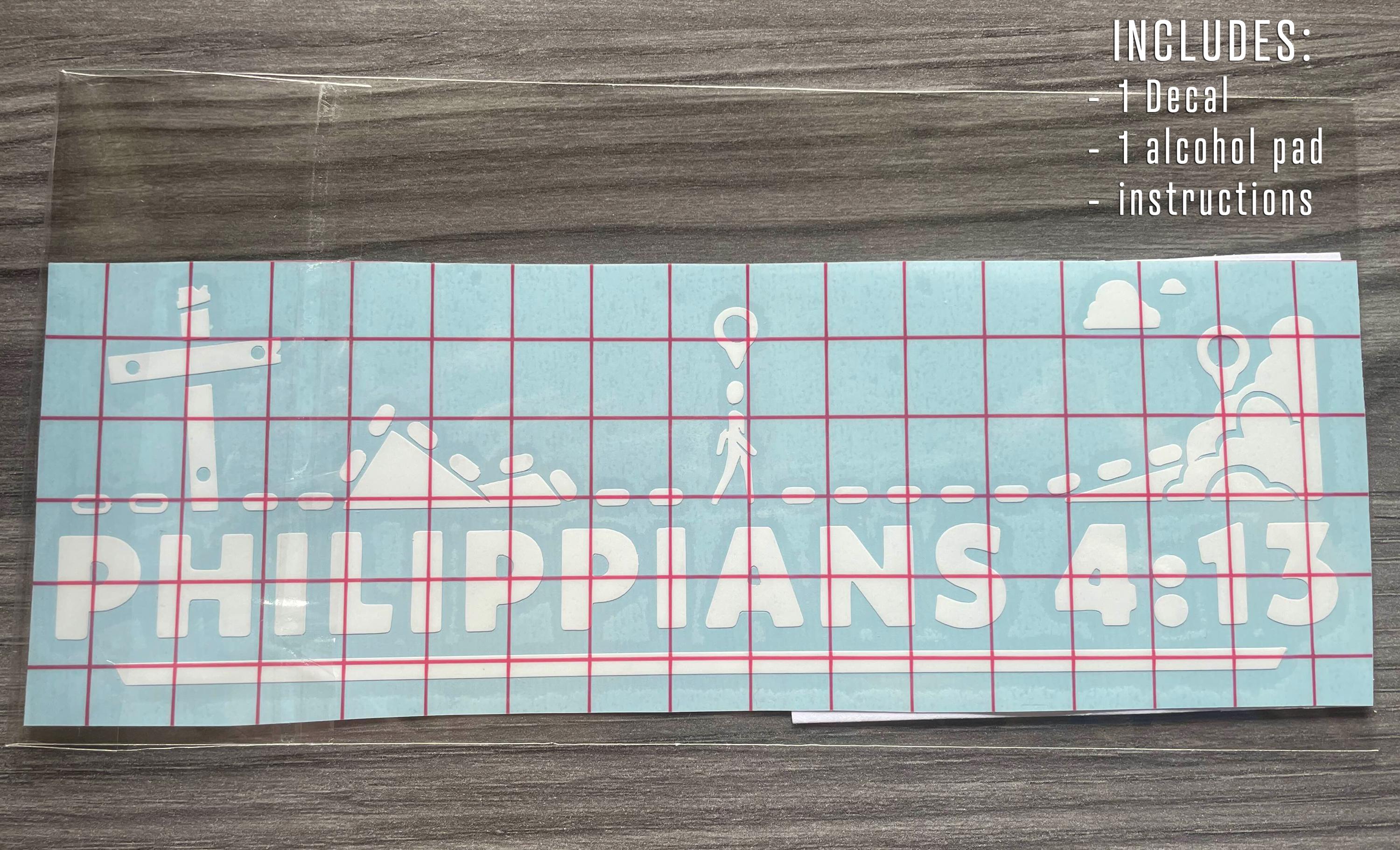 Philippians 4:13 Decal, Illustrated Bible Verse, Faith-based Decal ...