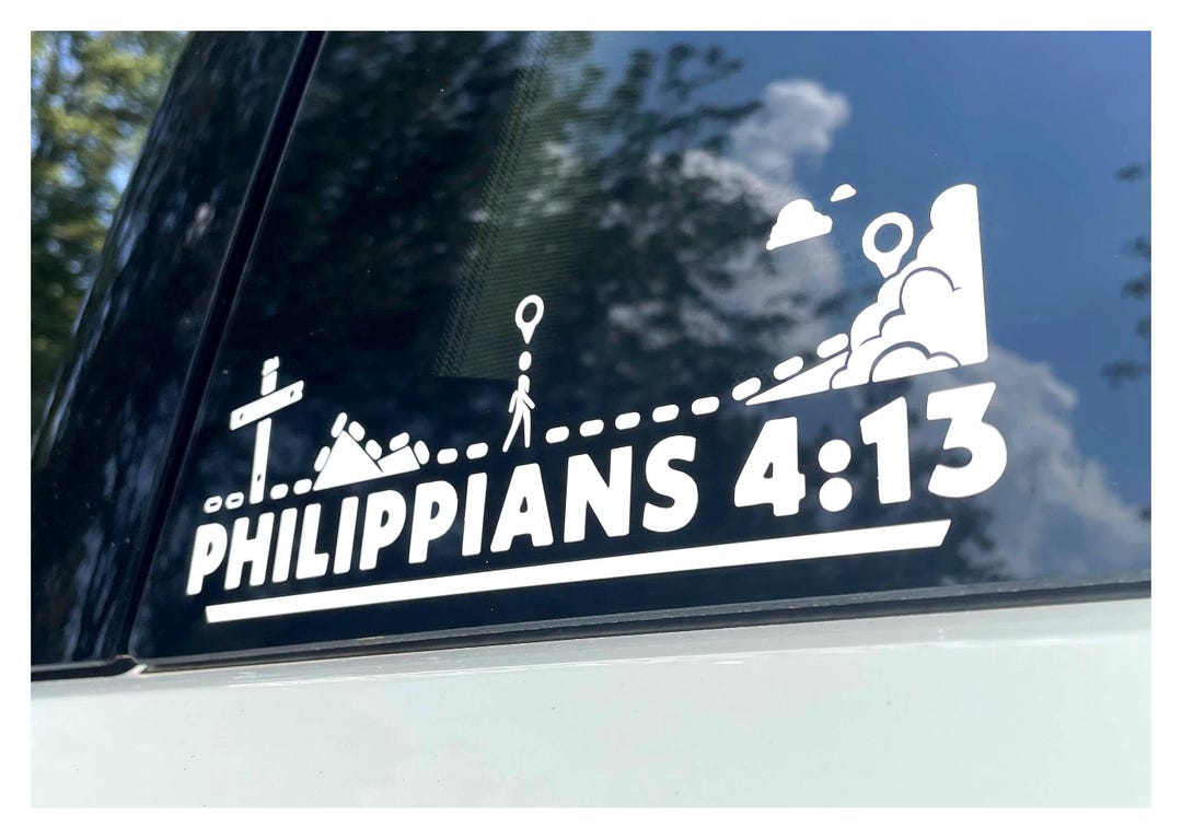 Philippians 4:13 Decal, Illustrated Bible Verse, Faith-based Decal ...