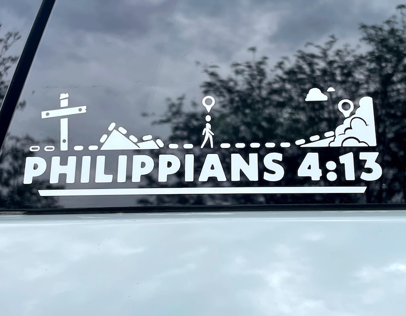 Philippians 4:13 Decal, Illustrated Bible Verse, Faith-based Decal ...