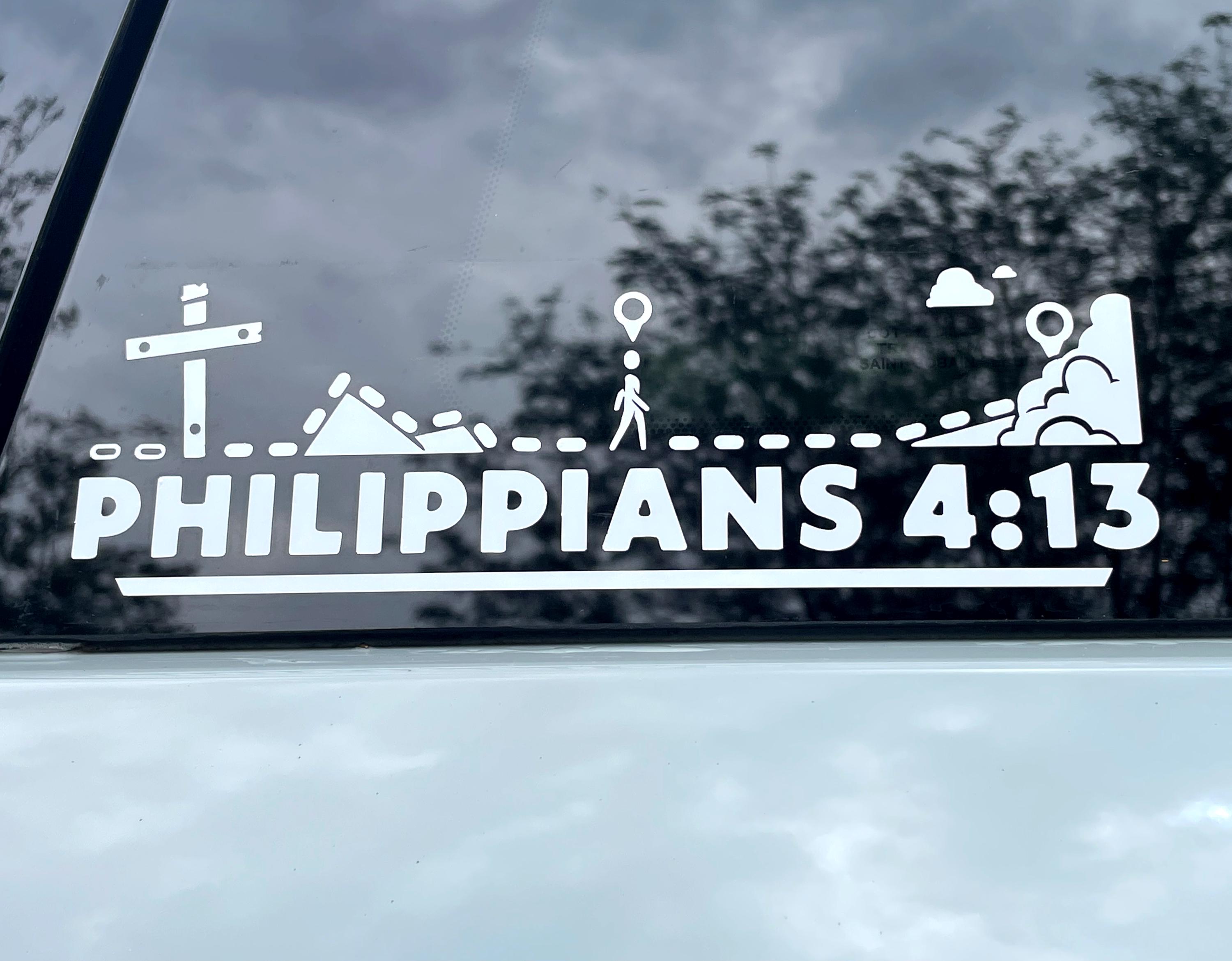 Philippians 4:13 Decal, Illustrated Bible Verse, Faith-based Decal ...