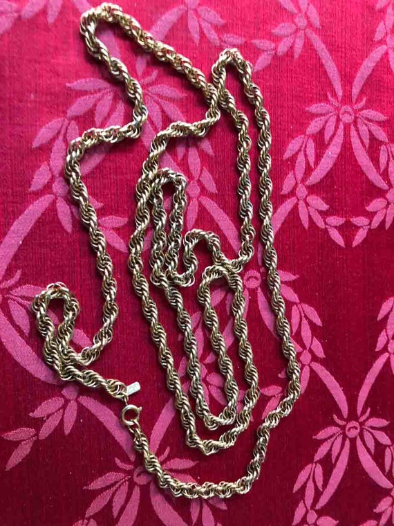 Vintage Monet 56 inch Gold Tone French Rope Necklace - Gem