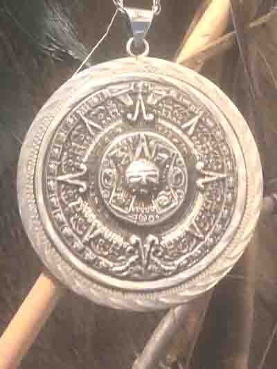 Vintage Sterling Silver Aztec Calendar Pendant Hang on a 27 Inch ...