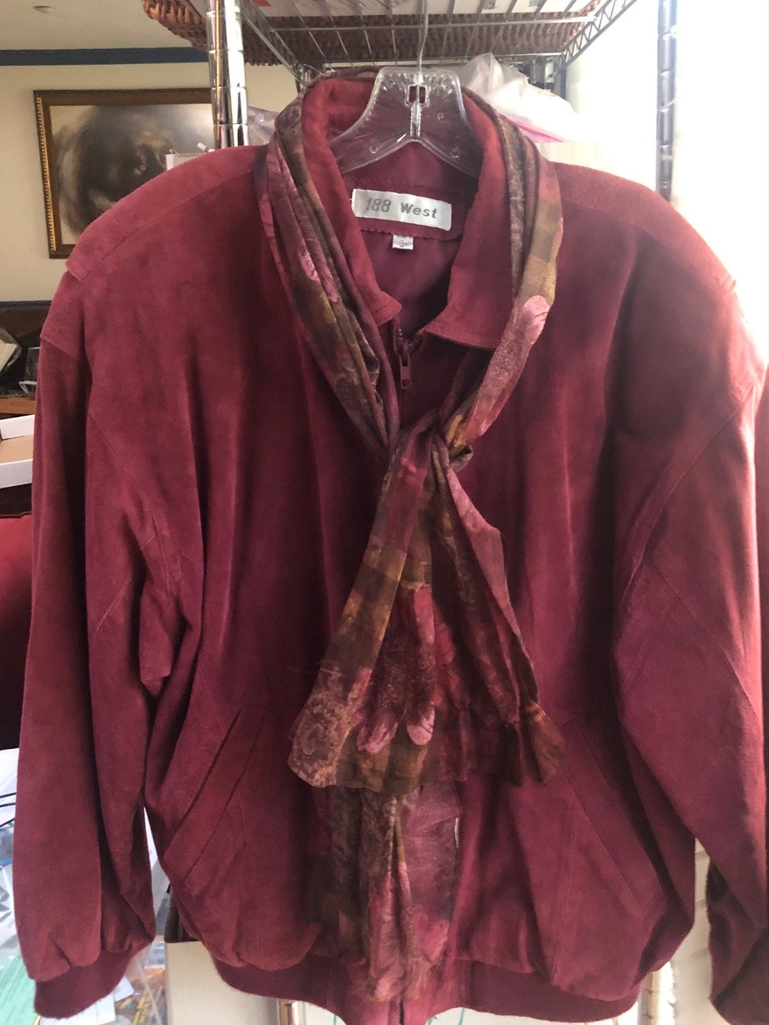 Vintage Medium Burgundy Bomber Jacket With Matching Scarf - Etsy
