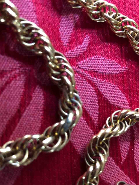 Vintage Monet 56 inch Gold Tone French Rope Necklace - Gem