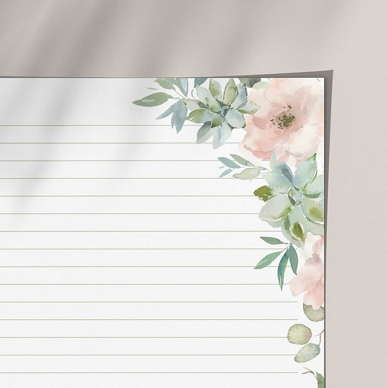 Rose Succulent Letter Writing Paper Digital Download - Etsy 日本