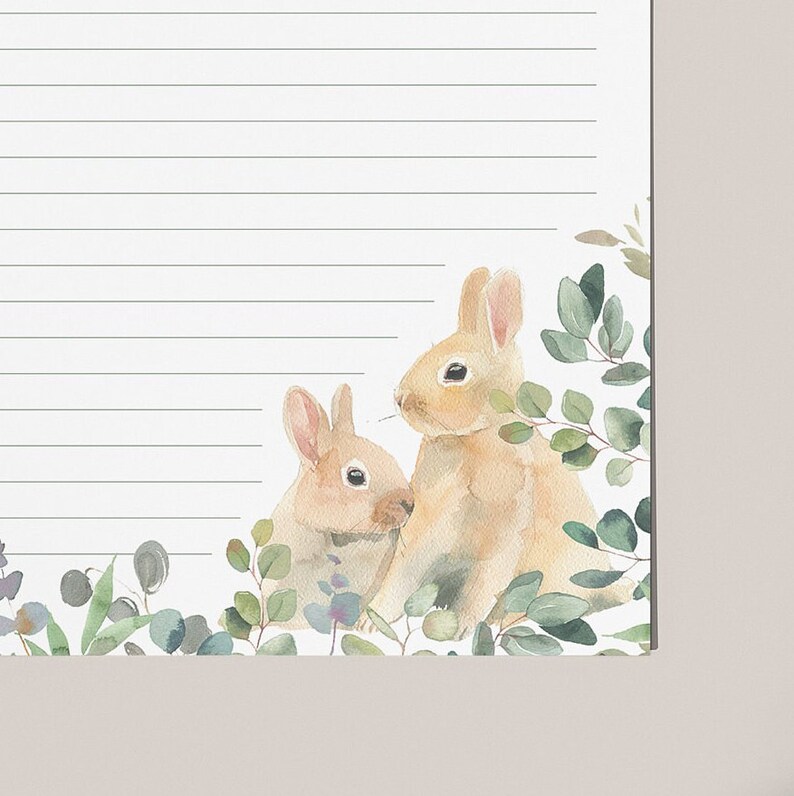 Botanical Rabbits Letter Writing Paper Digital Download - Etsy