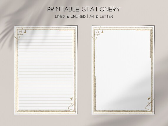 Gold Frame Letter Writing Paper Digital Download Stationery - Etsy