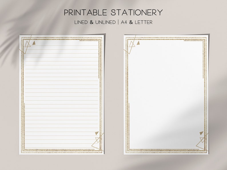 Gold Frame Letter Writing Paper Digital Download Stationery - Etsy