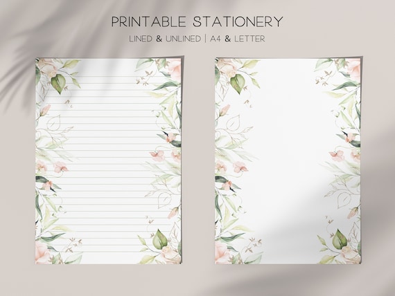 Botanical Floral Letter Writing Paper Digital Download Soft - Etsy
