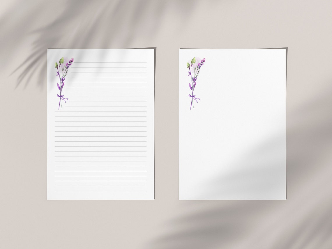 Violet Purple Floral Letter Writing Paper Digital Download - Etsy