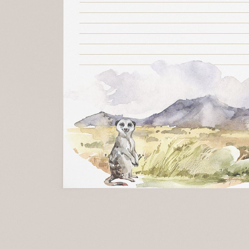 Standing Meerkat Letter Writing Paper, Digital Download, Animal ...