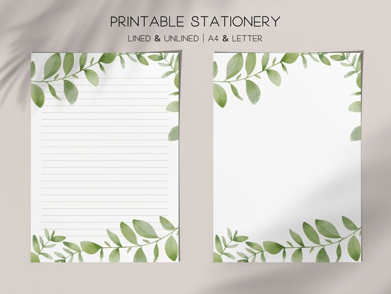Printable Botanical Letter Writing Paper Digital Download | Etsy