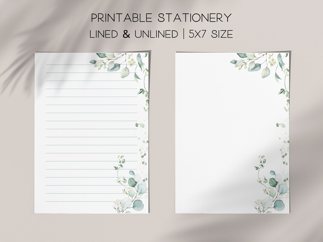 Printable Stationery 5x7 Writing Paper, Digital Download, Beautiful ...