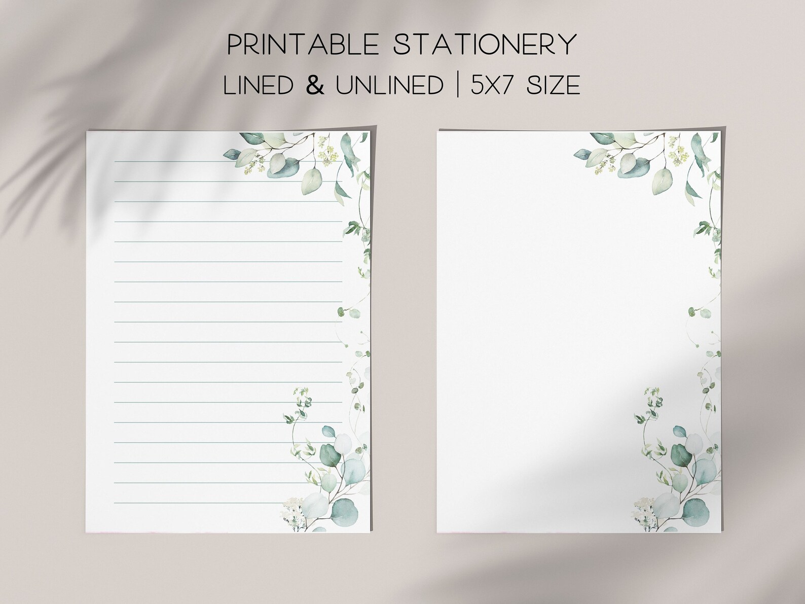 Printable Stationery 5x7 Writing Paper, Digital Download, Beautiful ...