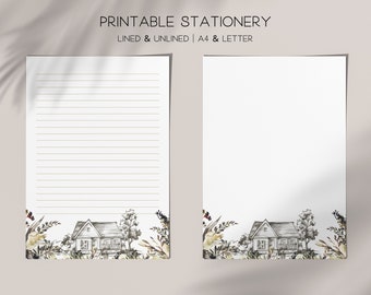 Botanical Floral Letter Writing Paper, Digital Download, Soft Flowers4 ...
