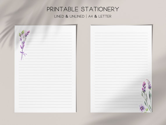Violet Purple Floral Letter Writing Paper Digital Download - Etsy