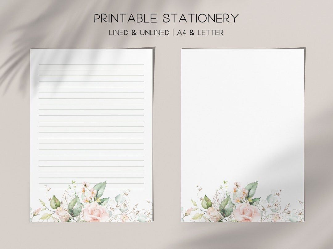 Botanical Floral Letter Writing Paper Digital Download Soft - Etsy