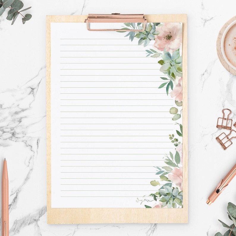 Rose Succulent Letter Writing Paper Digital Download - Etsy 日本